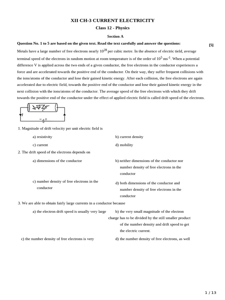 Current Electricity Assignments | PDF | Electric Current | Series And ...