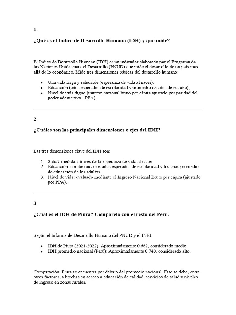 ¿Qué es y qué mide el IDH? | PDF | Índice de Desarrollo Humano ...