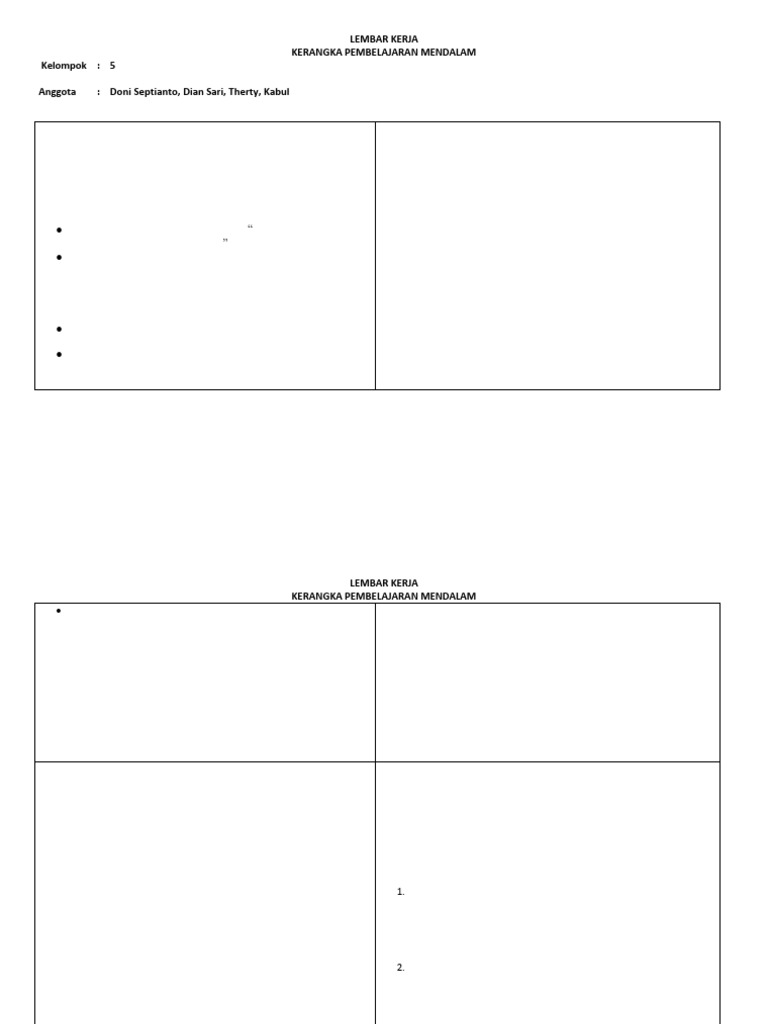 IN1.2.5 KP4 - Modul 2 - Kerangka Pembelajaran Mendalam - Kel 5 | PDF