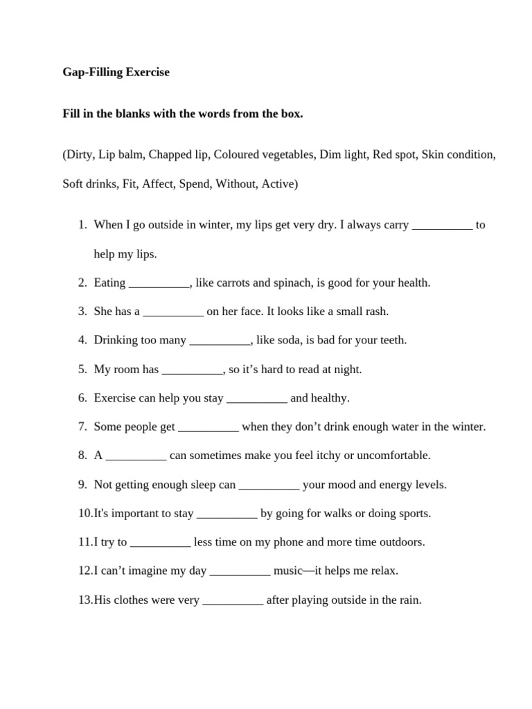 Vocabulary Exercise Gap-Filling | PDF