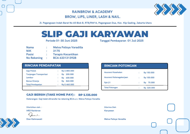 Slip Gaji Melva Periode Juni 2025 | PDF