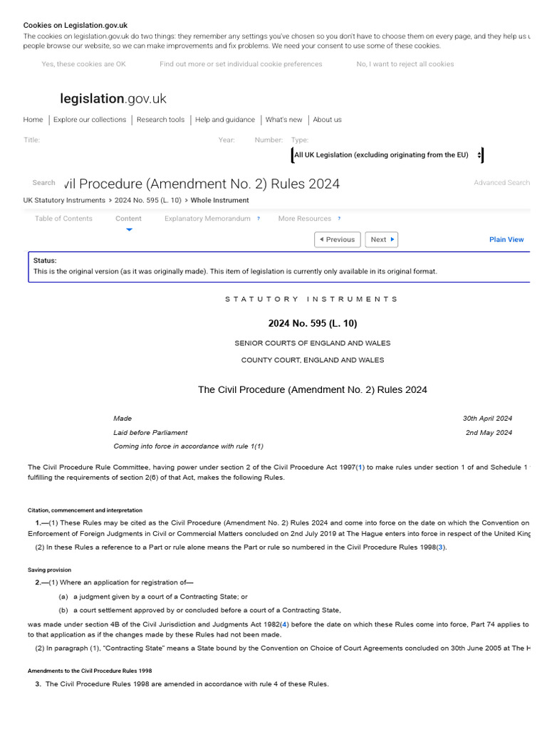 The Civil Procedure (Amendment No. 2) Rules 2024 | PDF