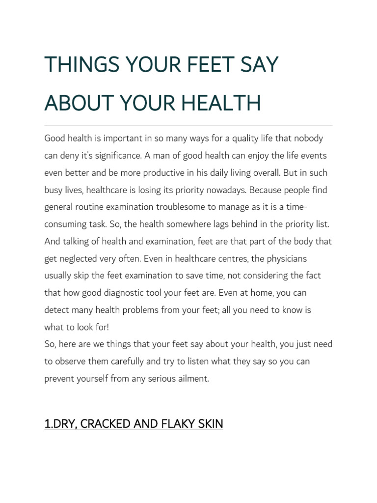 3.things Your Feet Say About Your Health | PDF | Gout | Joint