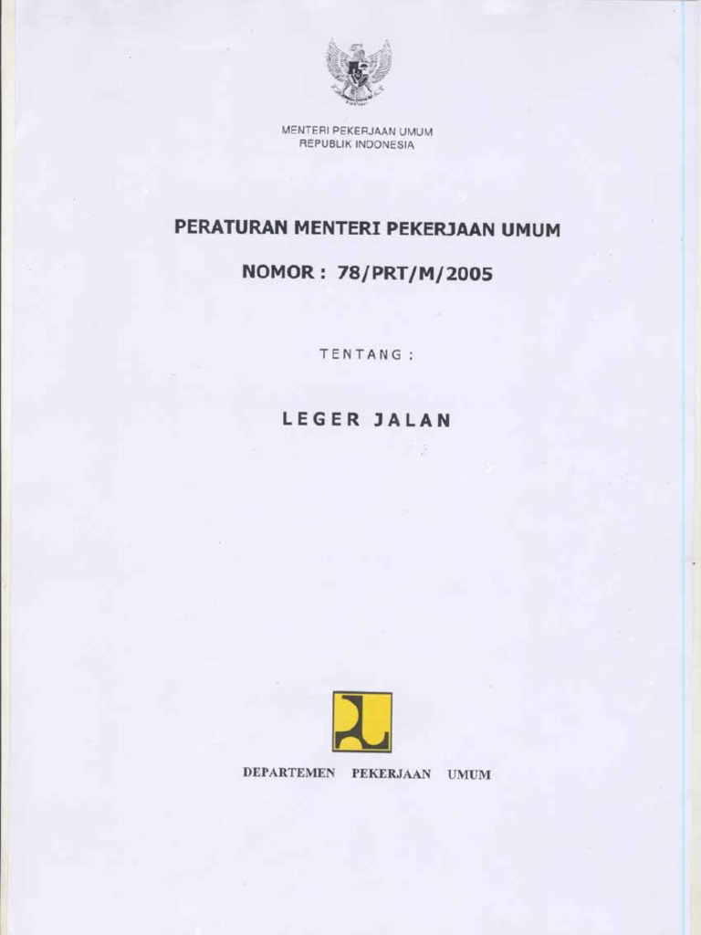 Peraturan Menteri PU 78-2005 - Leger Jalan | PDF