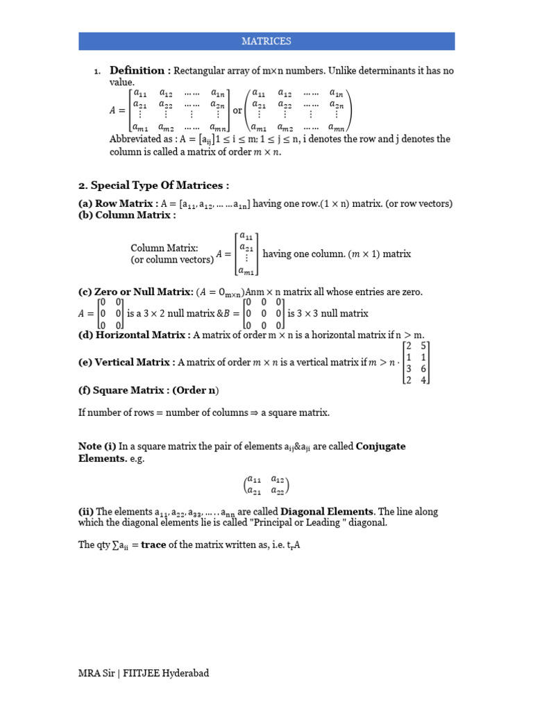 Matrices Practice Sheet MRA Sir | PDF | Matrix (Mathematics) | Determinant