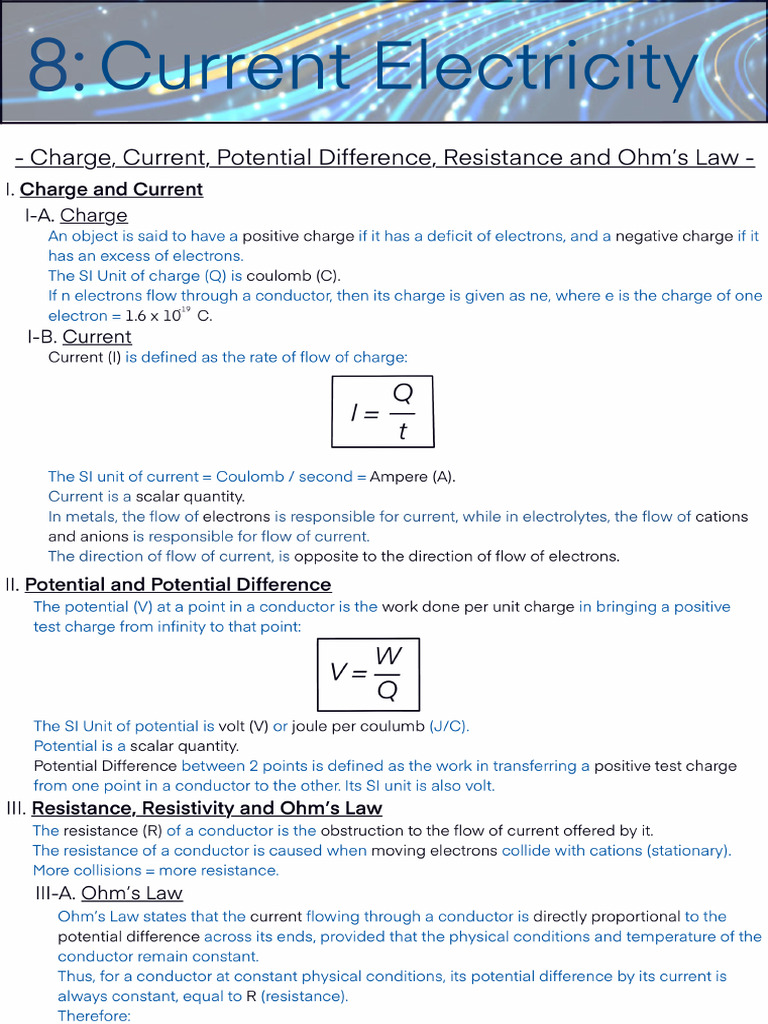 Phy 8 Current Electricity | PDF