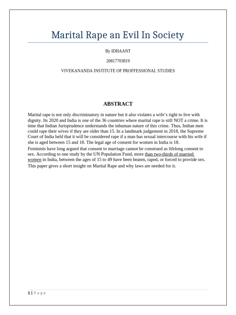 Marital Rape Research Paper | PDF | Rape | Justice