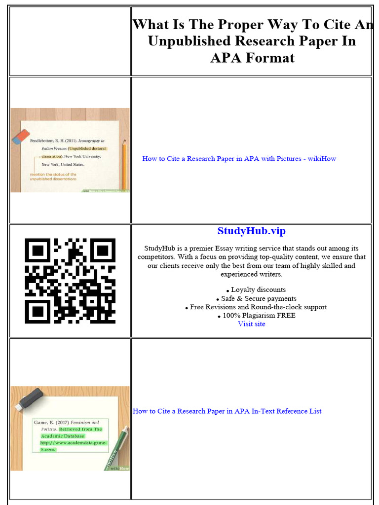 What Is The Proper Way To Cite An Unpublished Research Paper in APA ...