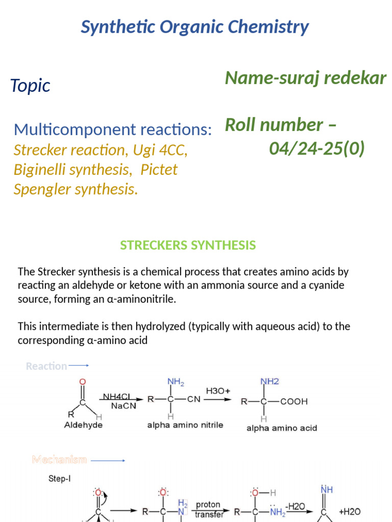 Key Multicomponent Reactions in Organic Chemistry | PDF