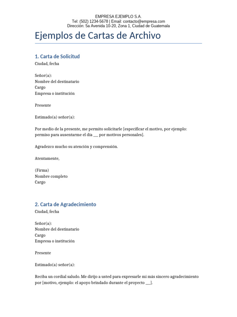 Cartas de Archivo Membrete | PDF