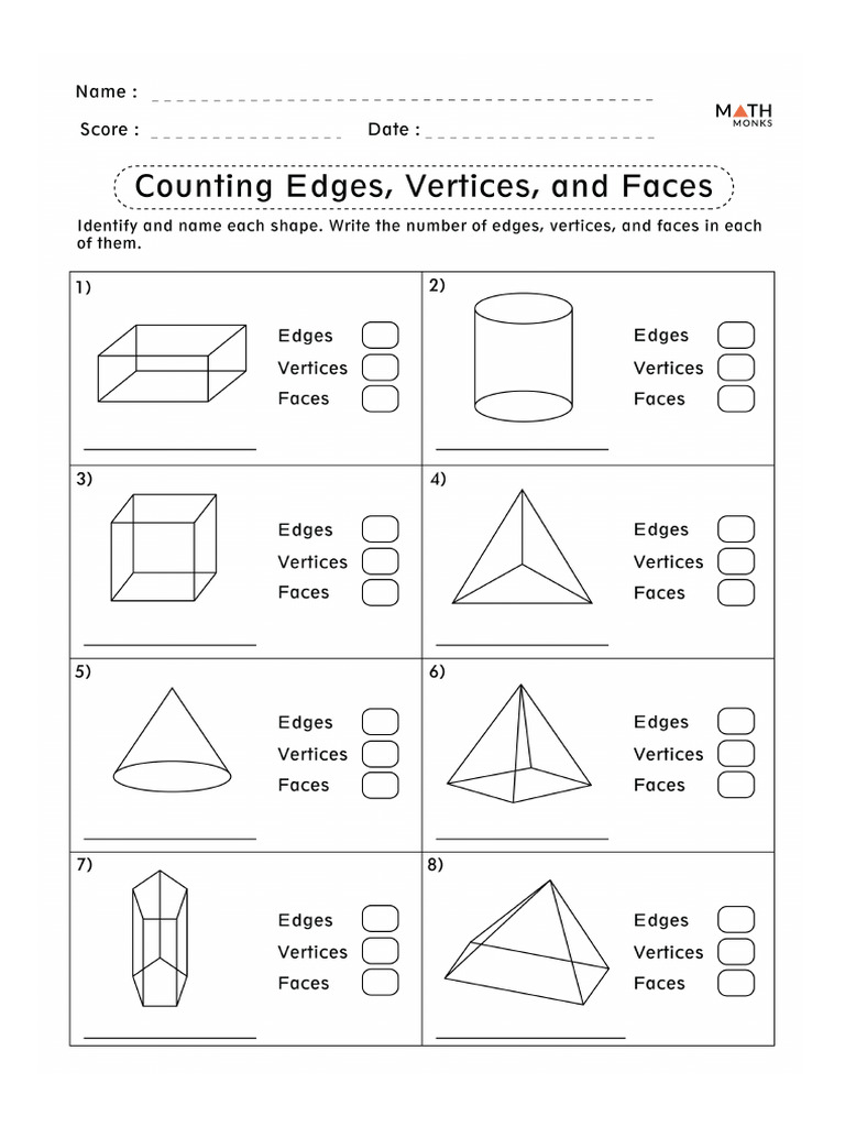 Counting Edges Vertices and Faces Worksheet | PDF