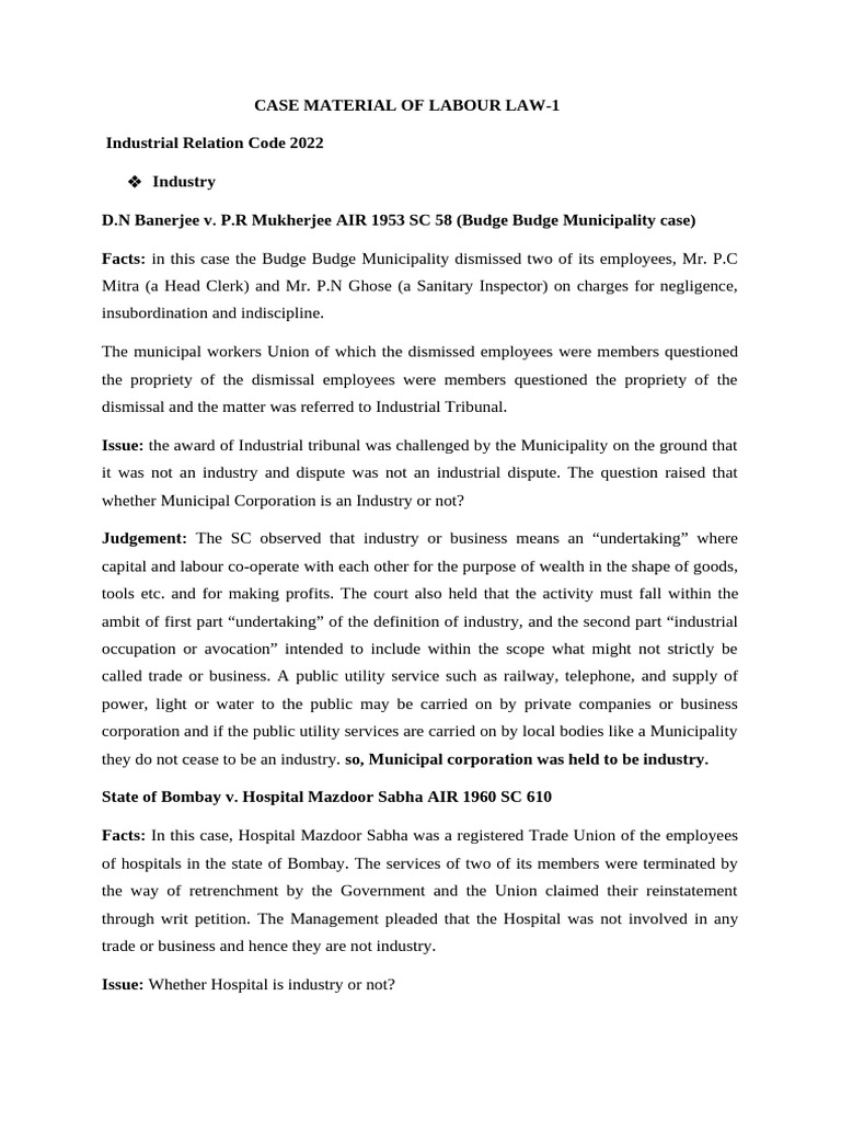 Case Material of Labour Law 2 | PDF | Strike Action | Employment