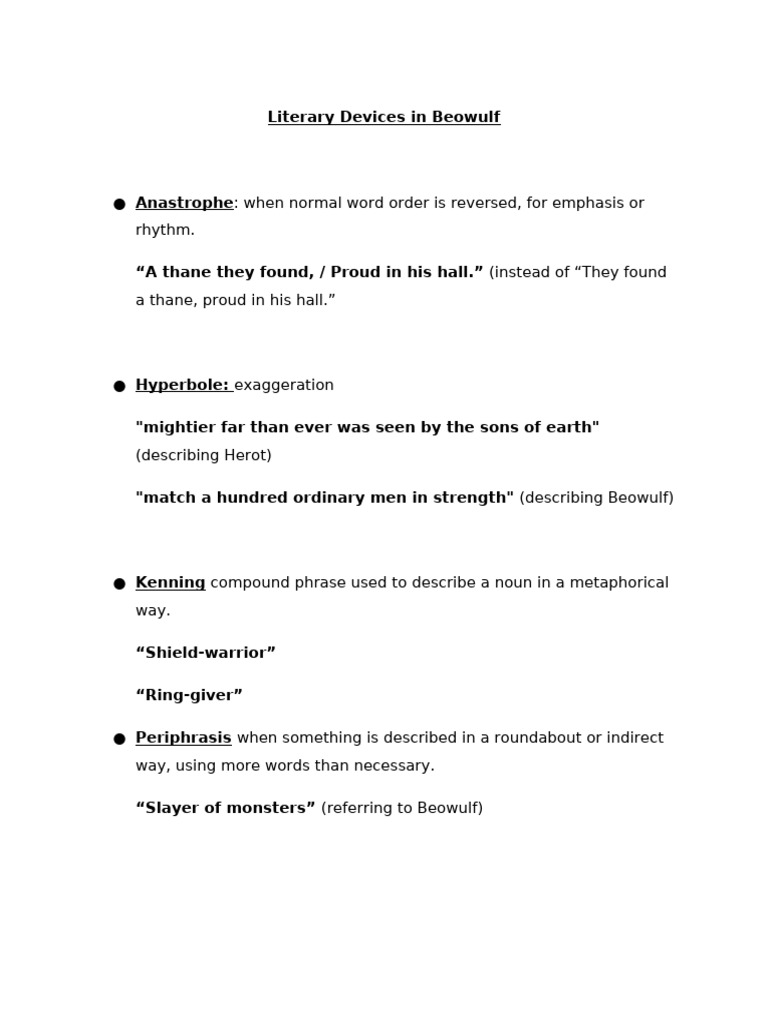 Literary Devices in Beowulf | PDF