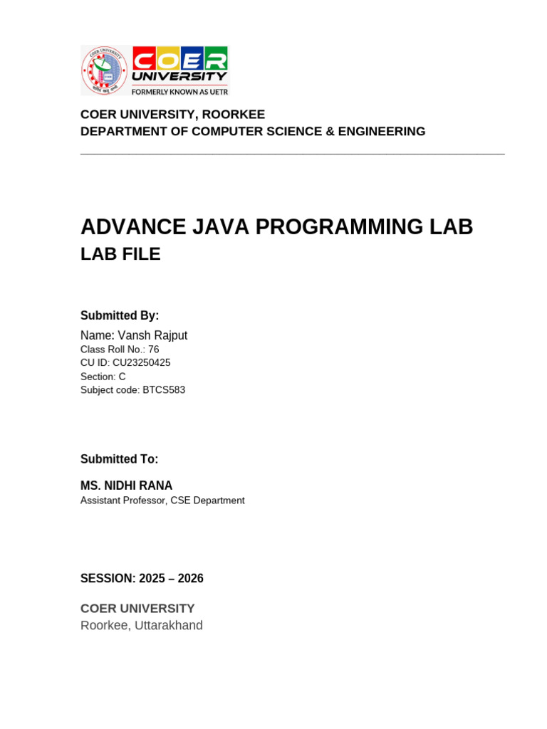 Lab File Front Page-2 | PDF