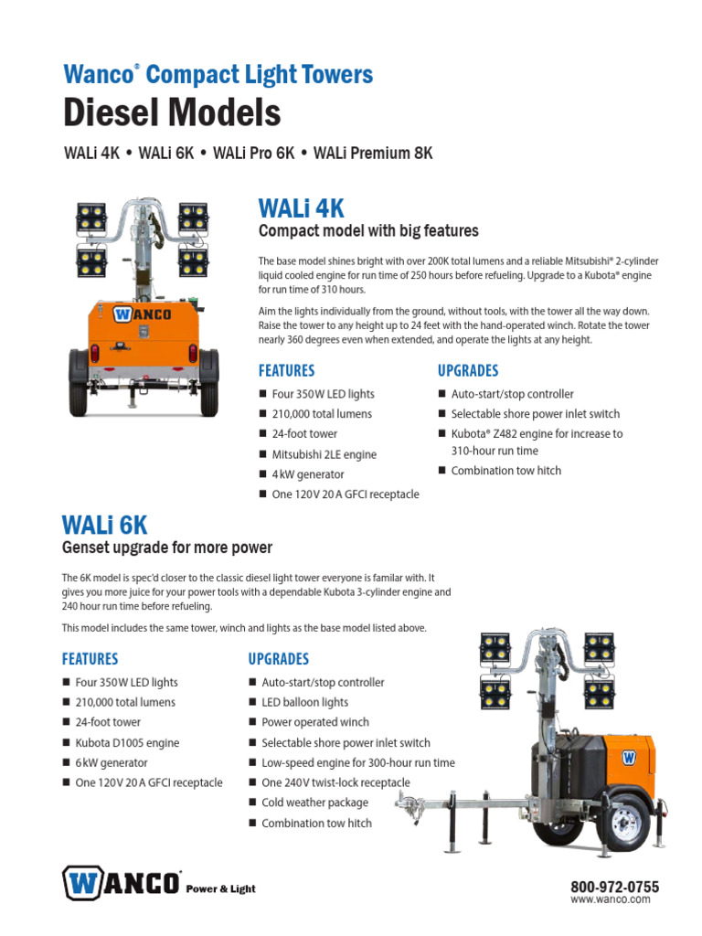 Wanco Compact Light Towers Overview | PDF | Motor Vehicle | Vehicles