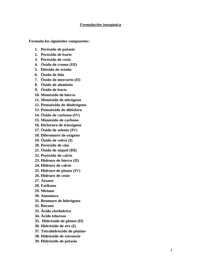 Formulación Inorgánica | PDF