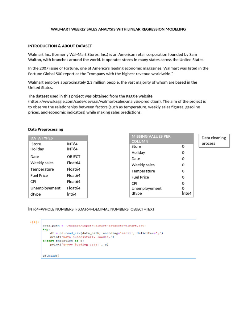 Walmart Sales Forecasting Analysis | PDF | Linear Regression ...