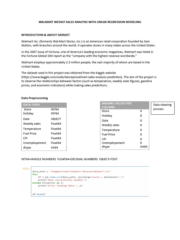 Walmart Weekly Sales Analysi̇s Project | PDF | Regression Analysis ...