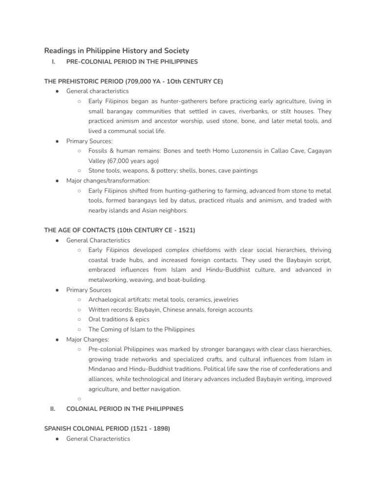 Philippine History: Pre-Colonial to Colonial | PDF | Spanish East ...