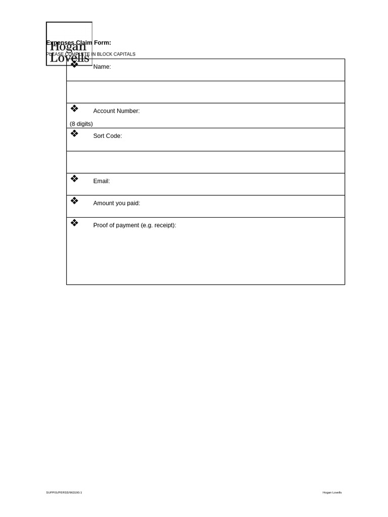 Expenses Claim Form Template | PDF