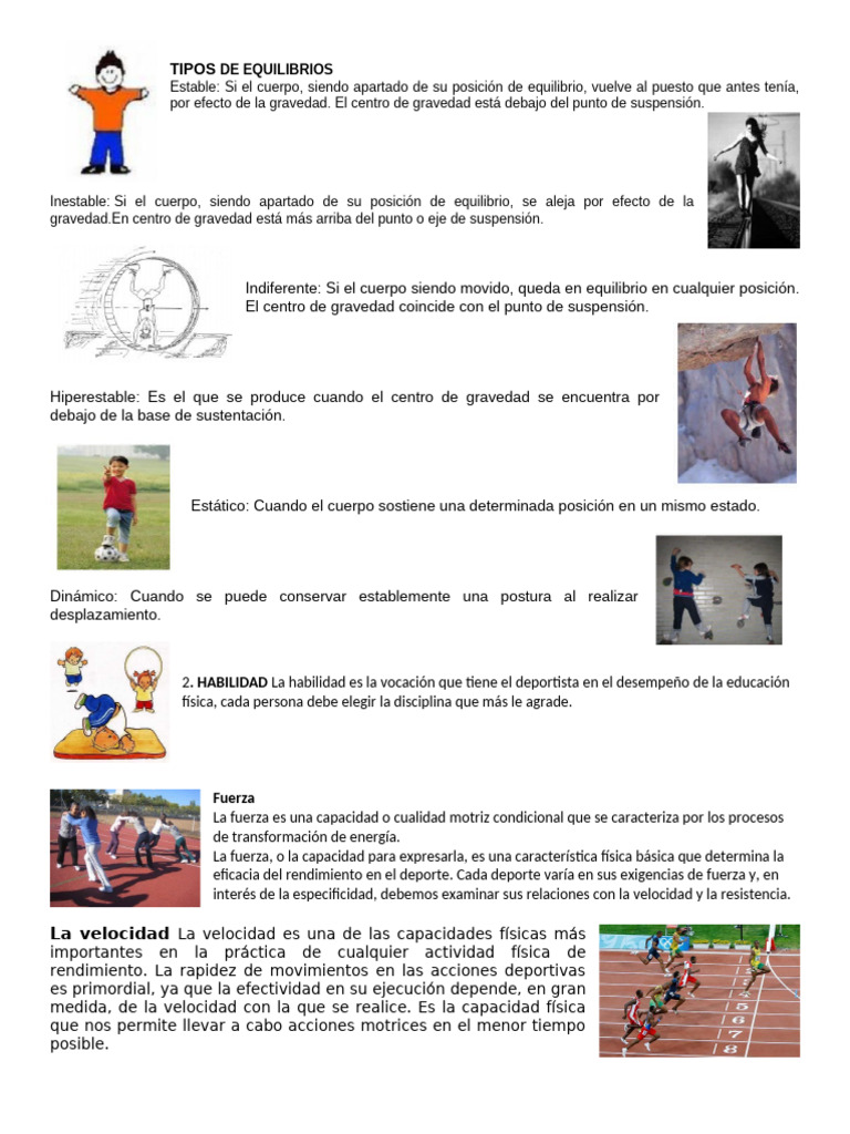 Tipos de Equilibrios y Habilidades Físicas | PDF | Rodilla | Pie