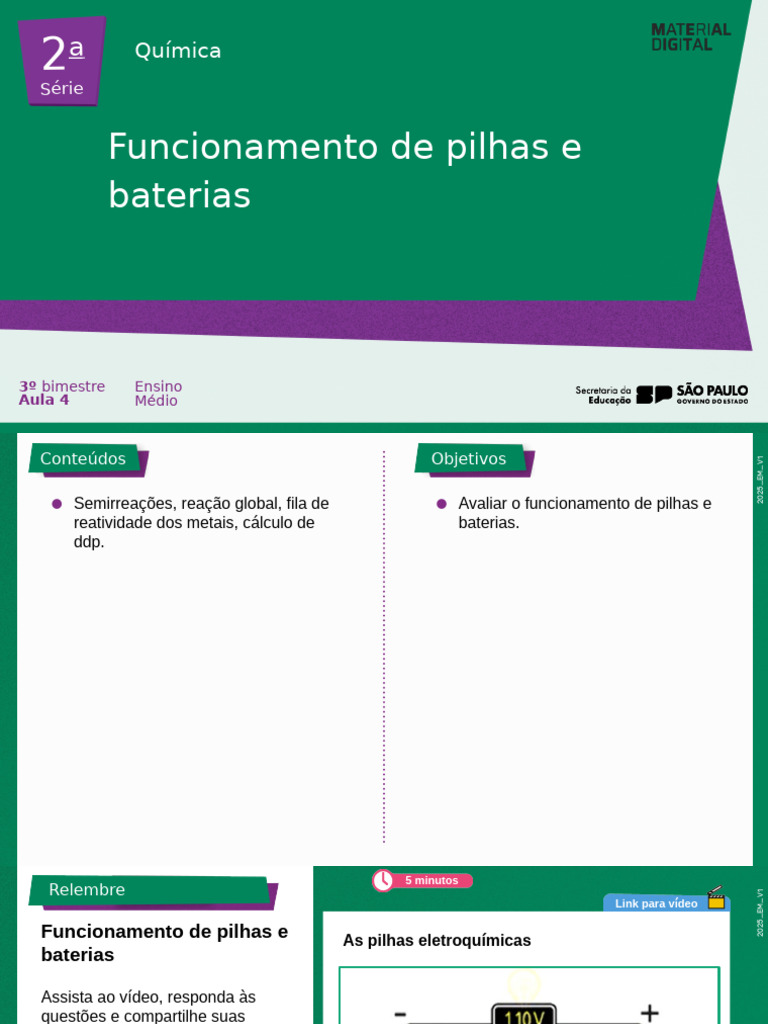 Funcionamento de Pilhas e Baterias | PDF | Redox | Eletricidade