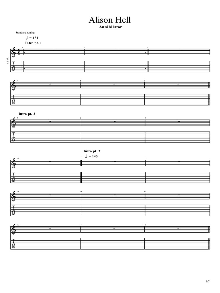 Alison Hell Guitar Tab | PDF