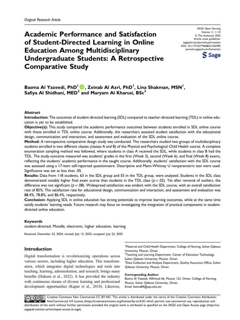 Academic Performance and Satisfaction of Student-D | PDF | Educational ...