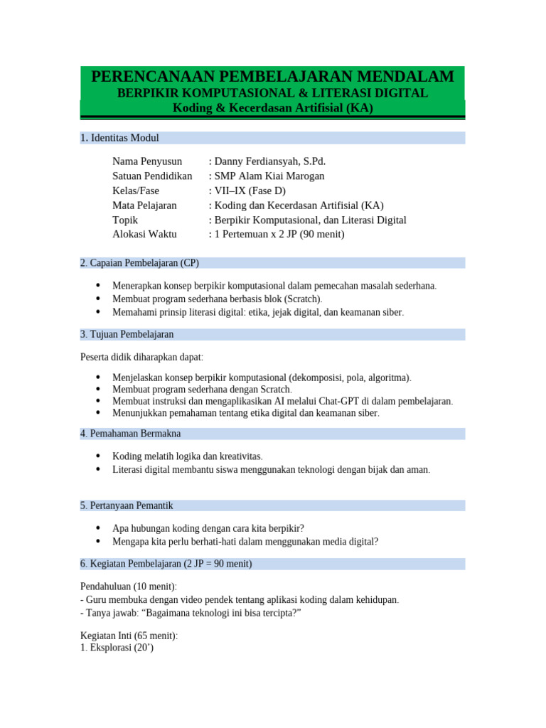 Modul Koding dan Literasi Digital SMP | PDF