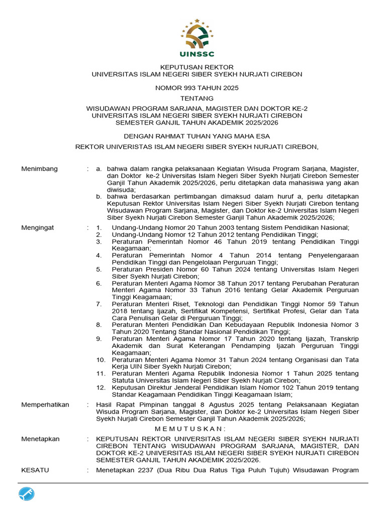 993 - SK Penetapan Wisudawan Gelombang II SMT Ganjil 2025-2026 Beserta Lampiran - FIX | PDF