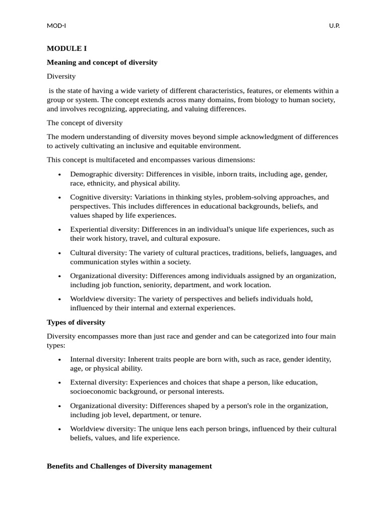 Mod-Module I | PDF | Diversity (Business) | Employee Retention