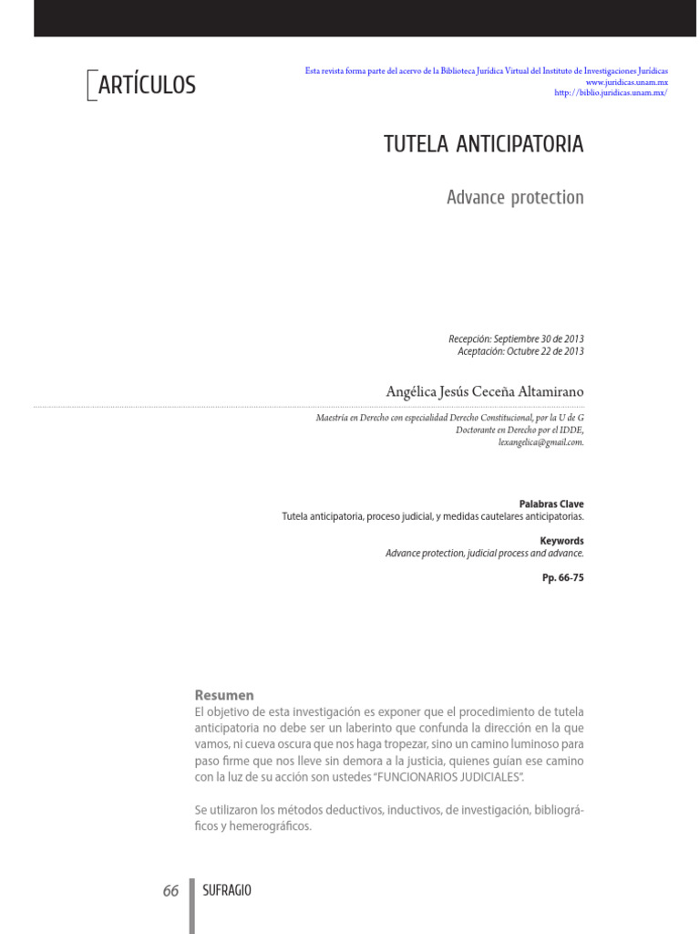 Tutela Anticipatoria. Ceceña Altamirano | PDF | Mandato | Sentencia (ley)