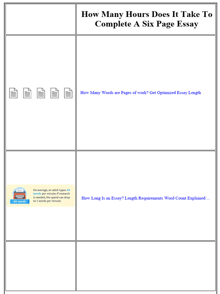 How Many Hours Does It Take To Complete A Six Page Essay | PDF | Essays ...