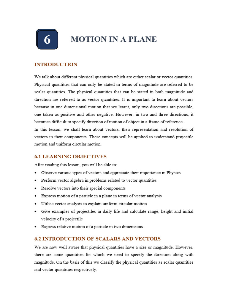 06 LN 06 Motion in A Plane | PDF | Euclidean Vector | Acceleration