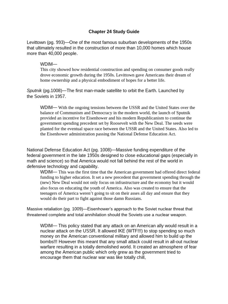 American History CH 24 Notes | PDF | Brown V. Board Of Education