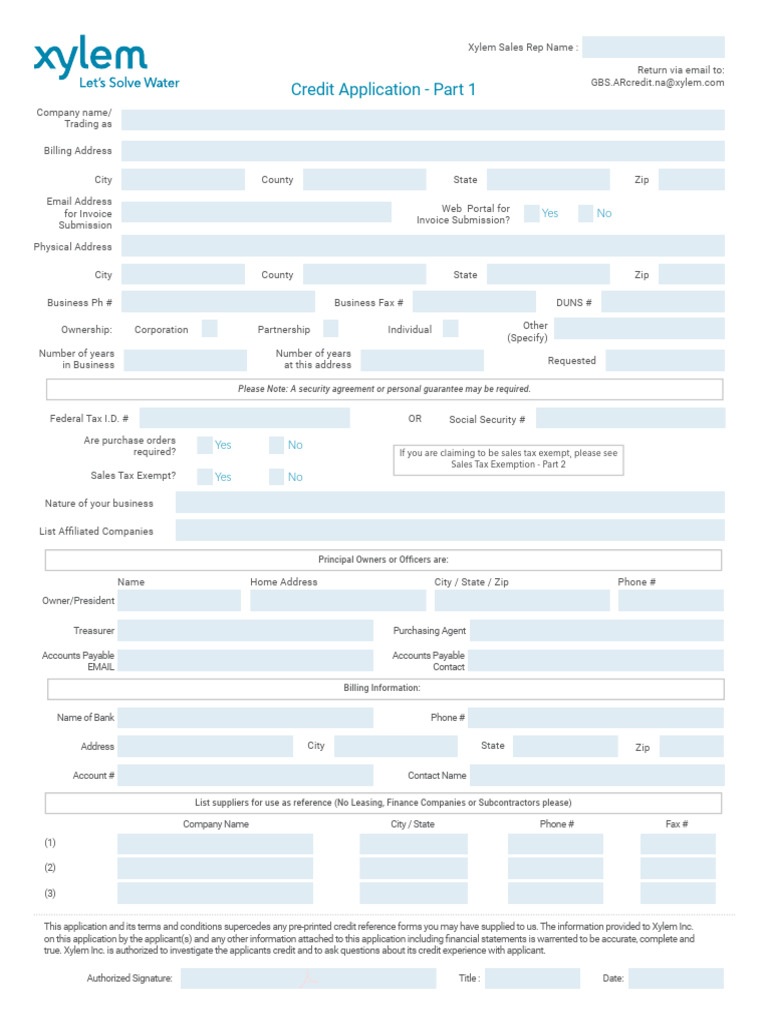 Xylem - Onboarding Form - Credit Application Signed | PDF | Insurance ...