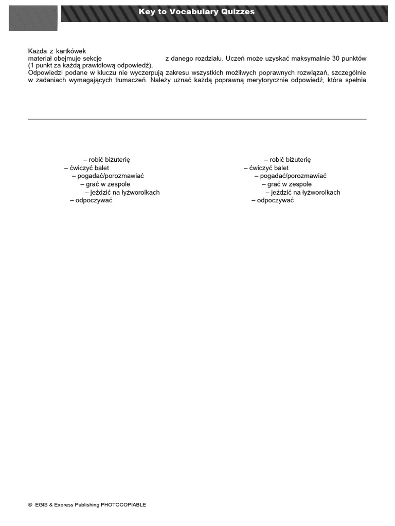 2 4minds b1 Vocab Quizzes Key | PDF