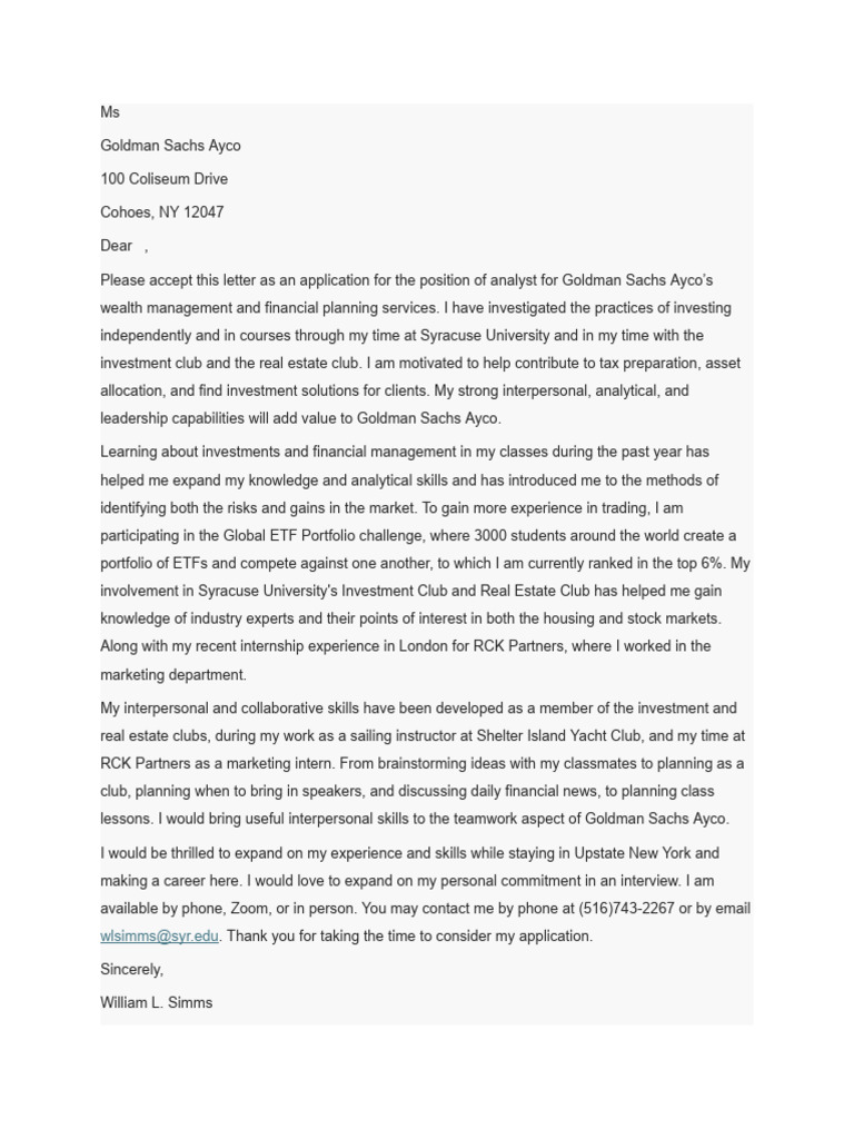 Local Cover Letter | PDF