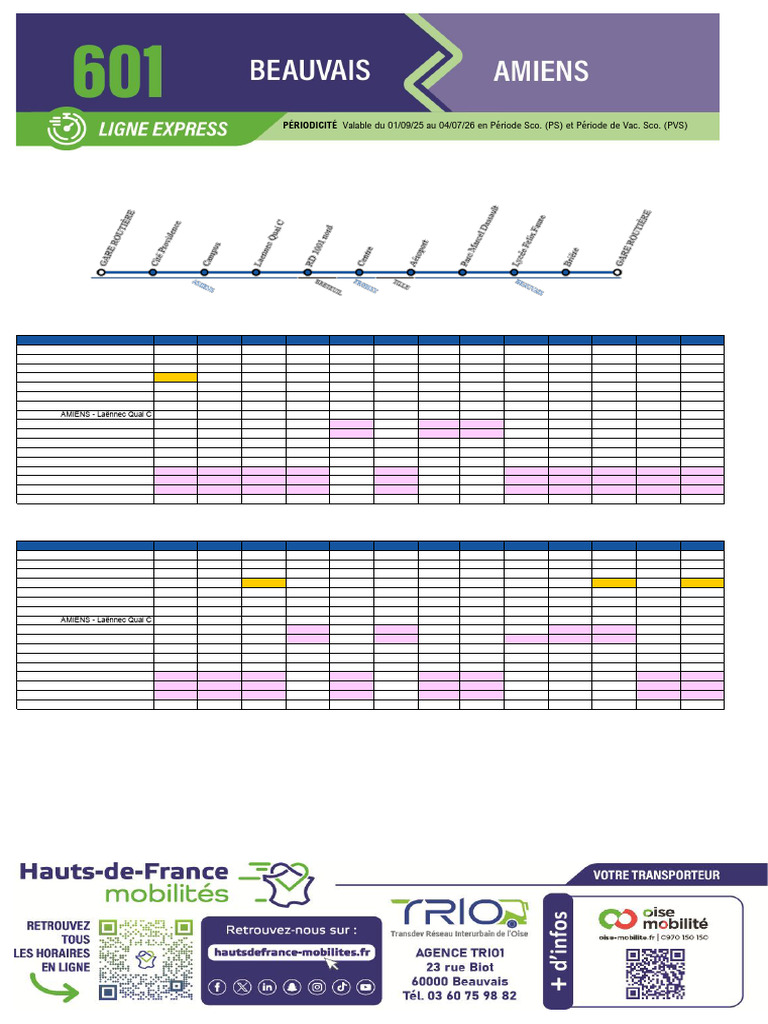Ligne 601 Amiens Beauvais