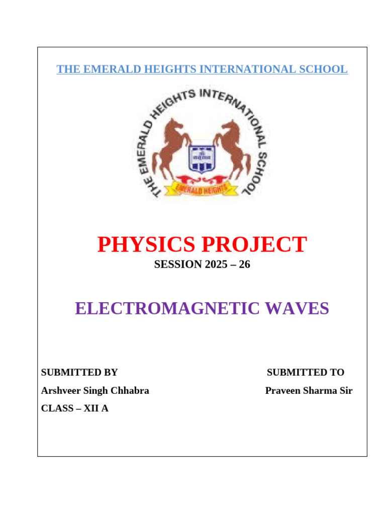 Class 12 Electromagnetic Waves Project | PDF | Electromagnetic ...