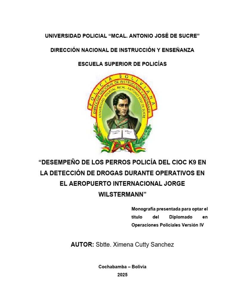Desempeño de Los Perros Policía Del Cioc k9 en La Detección de Drogas ...