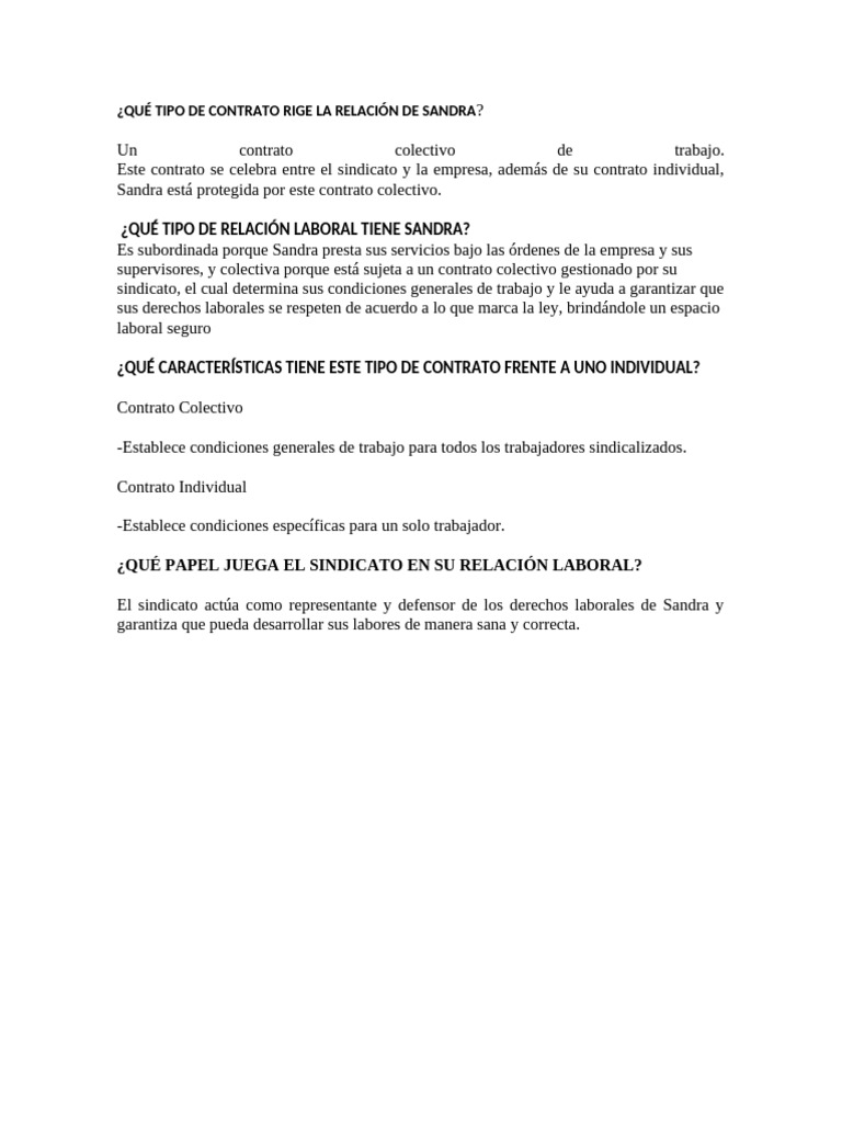 Qué Tipo de Contrato Rige La Relación de Sandra | PDF