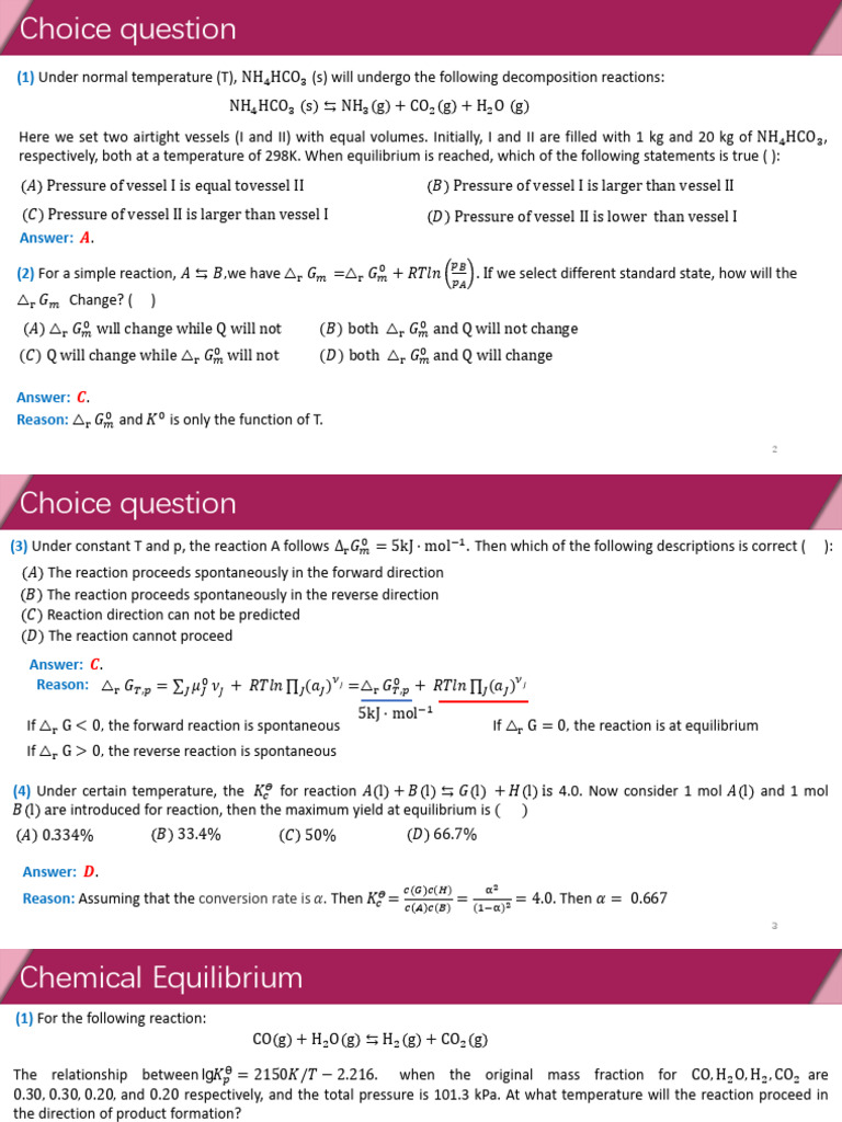 Week6 Tutorial Chemical Equilibrium With Solution Updated | PDF ...