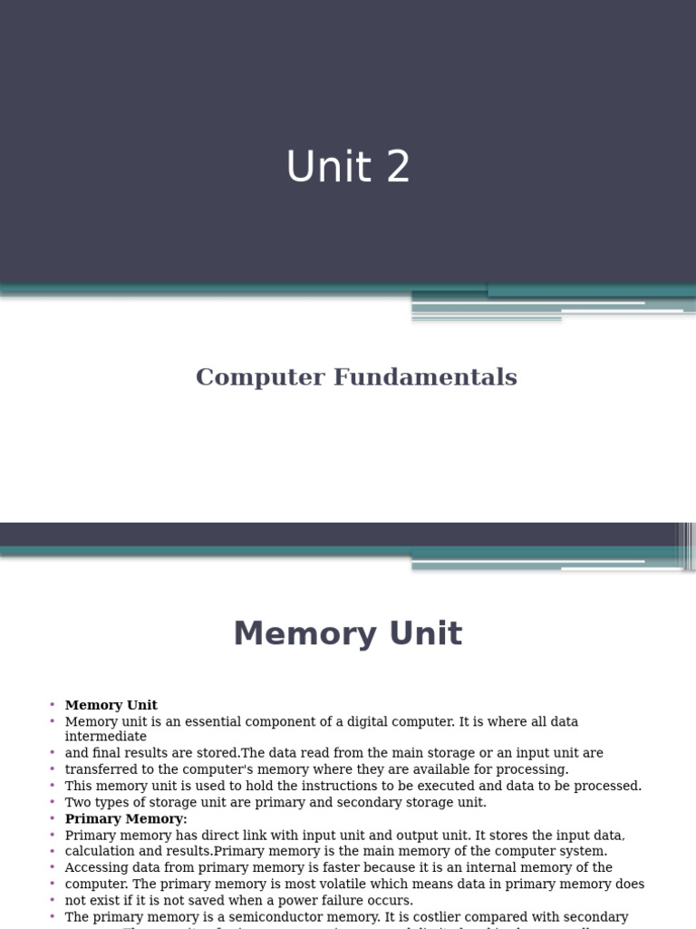 Unit 2 Computer Fundamentals TP | PDF | Computer Data Storage | Read Only Memory