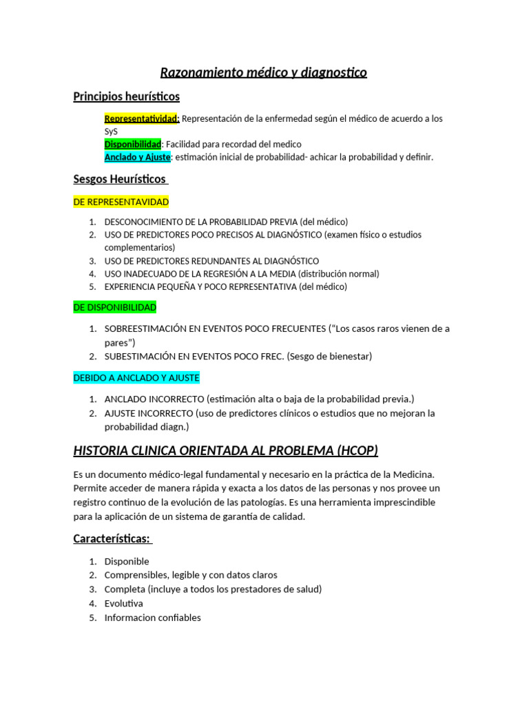 Razonamiento Médico y Diagnostico | PDF | Examen físico | Especialidades Medicas