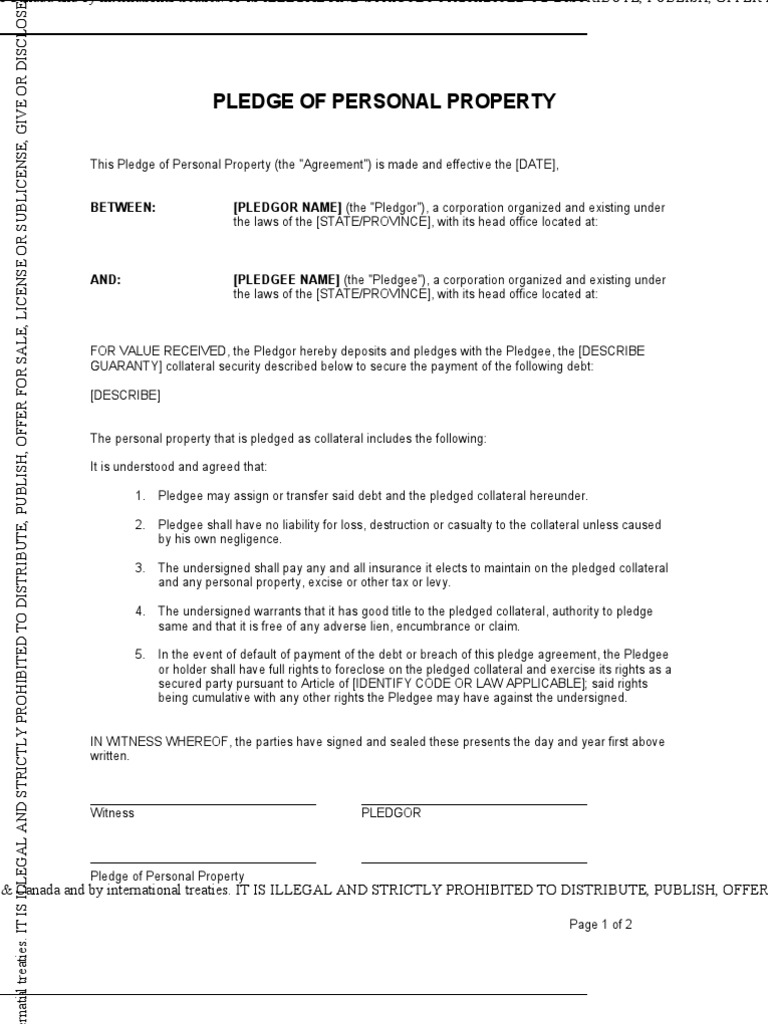 Personal Property Pledge Agreement | PDF | Copyright | Treaty