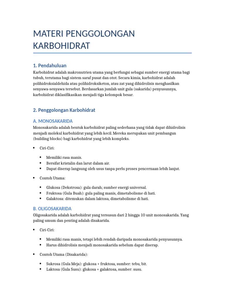 Penggolongan Karbohidrat: Monosakarida, Oligosakarida, Polisakarida | PDF