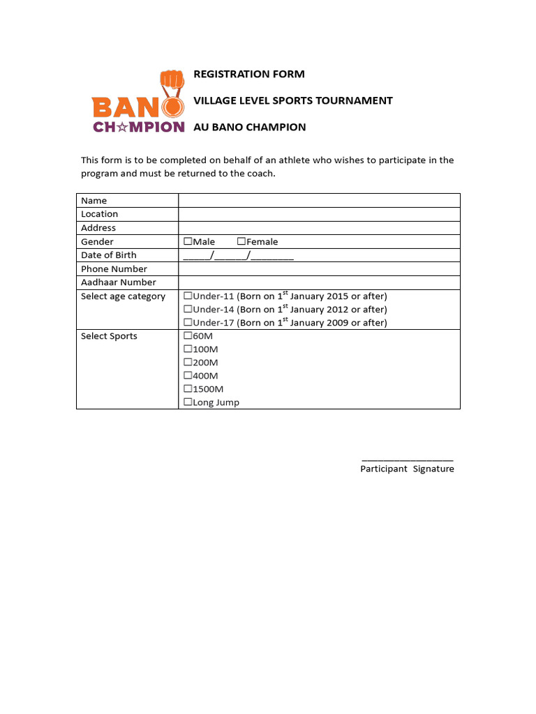 Individual Game - Registration Form | PDF