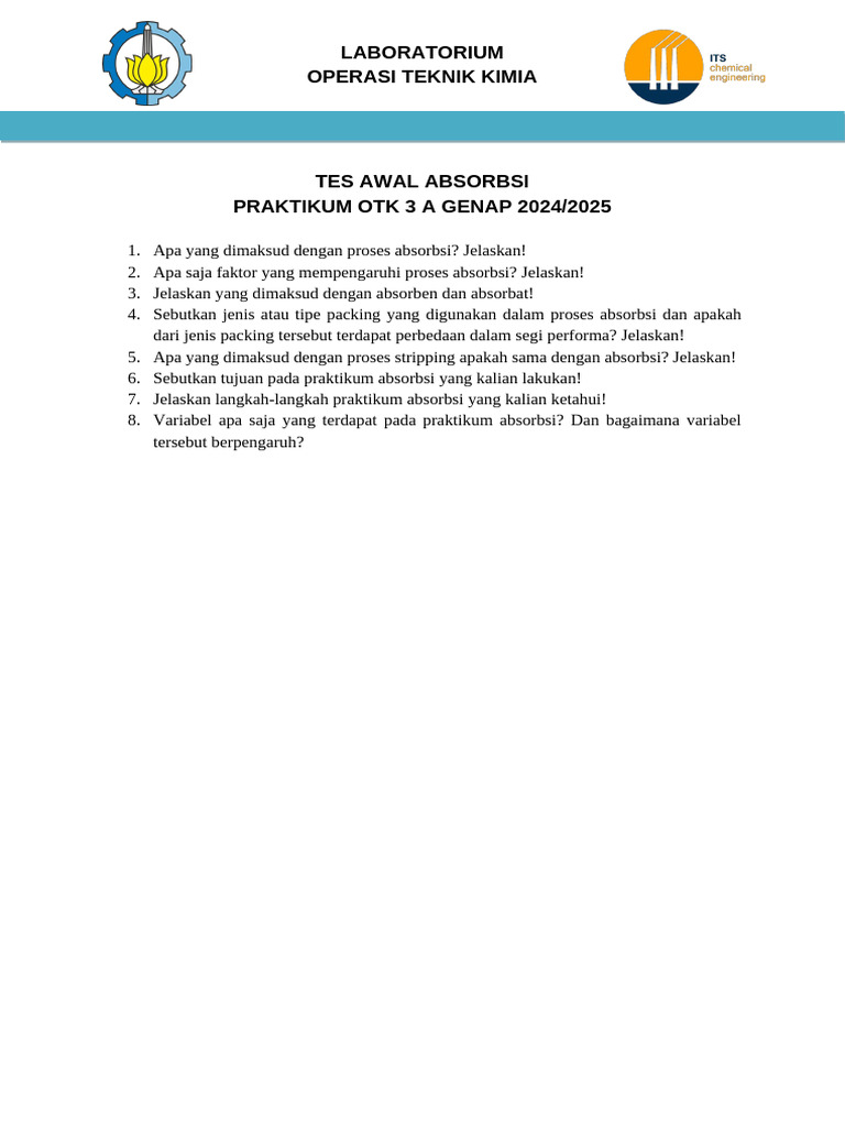 Tes Awal Absorbsi | PDF