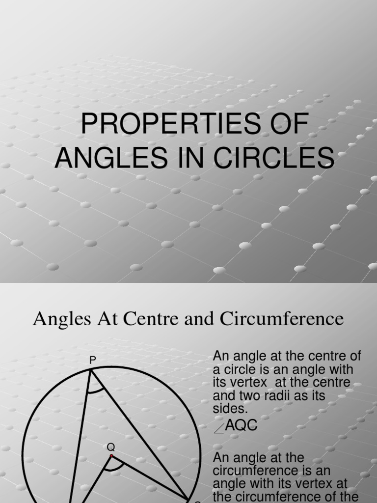 Properties of Angles in Circles | PDF | Angle | Circle